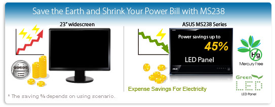 Monitor LED ASUS MS238H 23.6 inch 2 ms GTG wide black - PC Garage