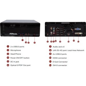 Mini PC ASRock ION 3D 152D, Procesor Intel® Atom® D525 1.80GHz Pineview ...