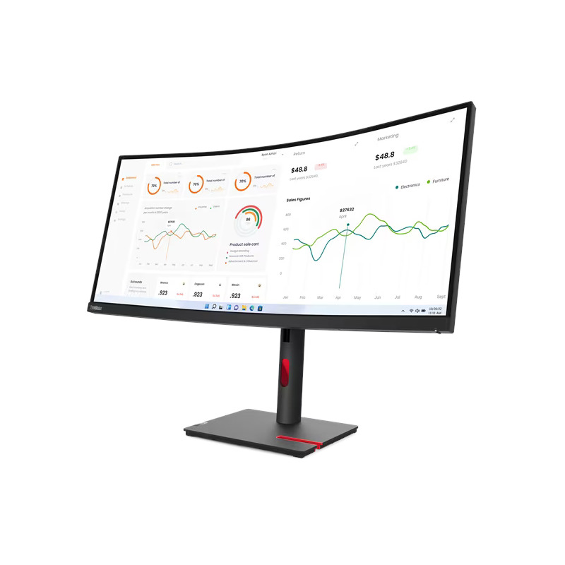 Monitor LED Lenovo ThinkVision T34w-30 Curbat 34 inch UWQHD VA 4 ms 60 ...