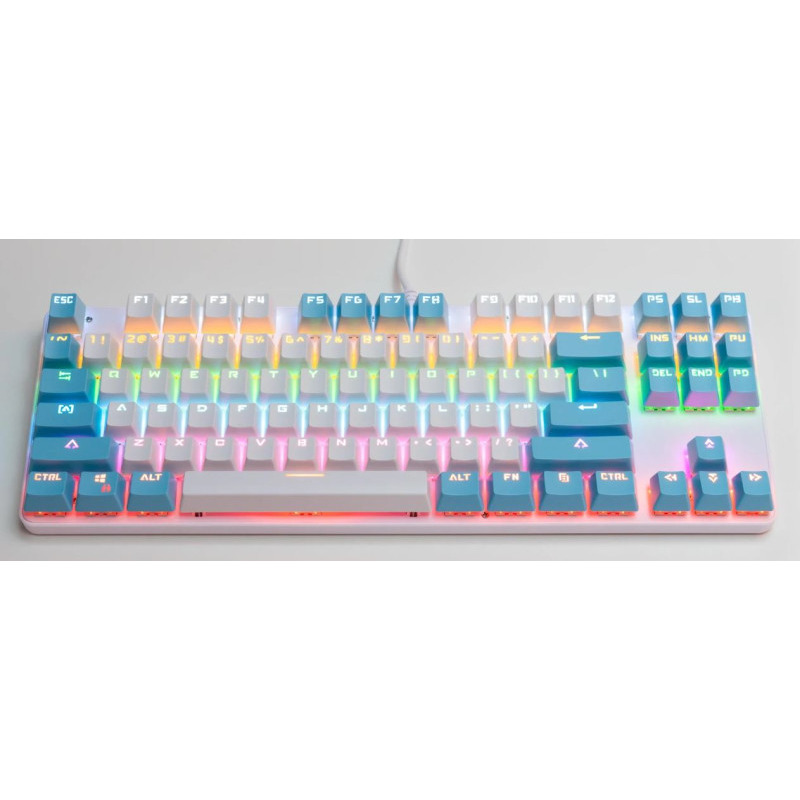 Tastatura Gaming QwertyKey K400 White Ocean RGB Mecanica Red Switch ...