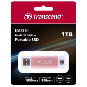 SSD Transcend ESD310 1TB External SSD USB 3.0 Type C/A Pink - PC Garage
