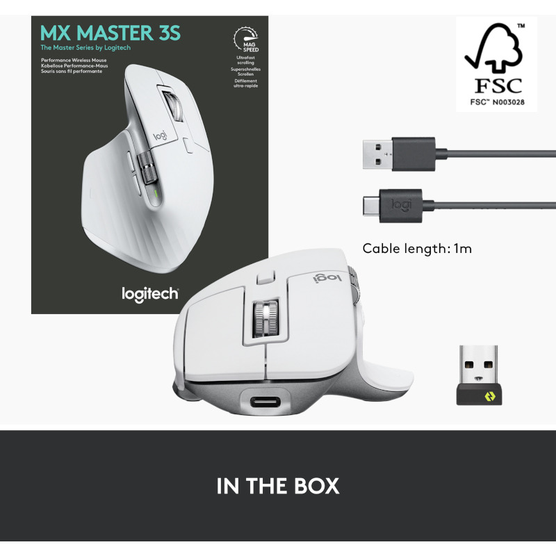 Mouse Logitech MX Master 3S, Wireless/Bluetooth, Pale Grey - PC Garage
