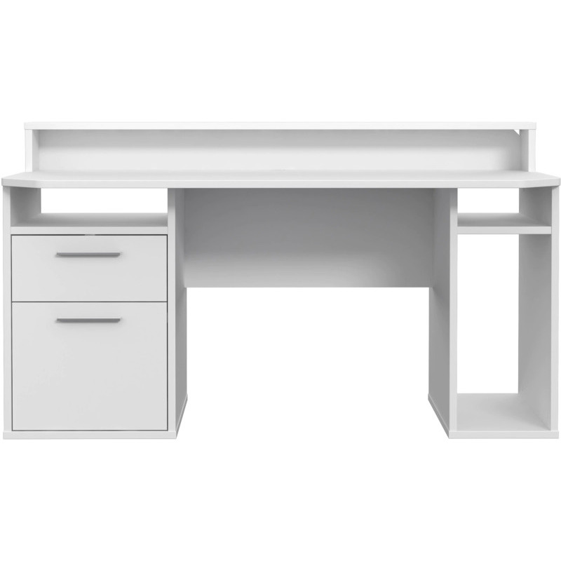 Birou Gaming Kring Juego, 2 sertare, Iluminare LED, White - PC Garage