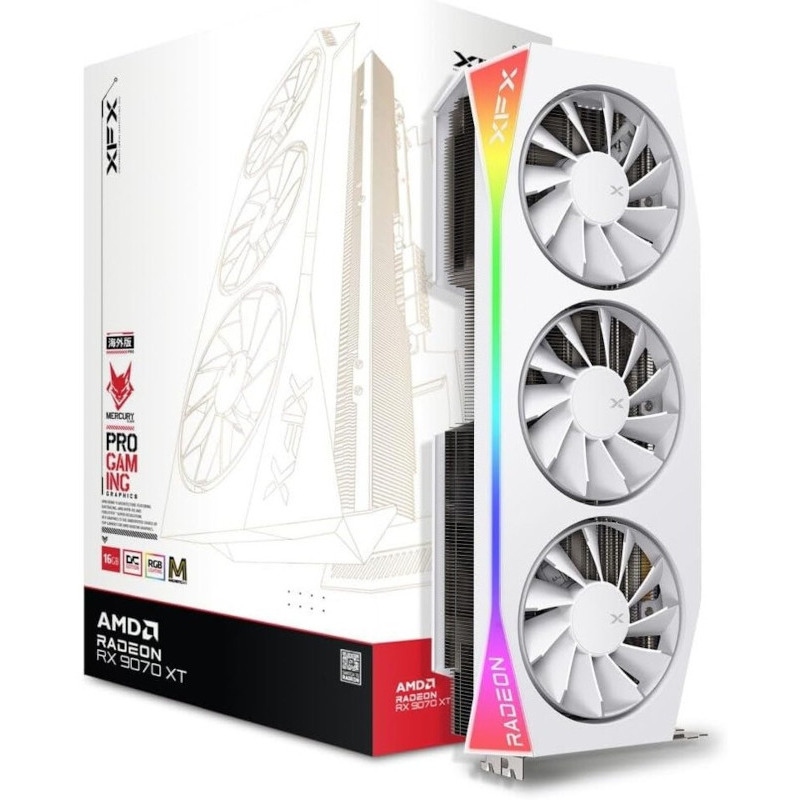 Placa video XFX Radeon RX 9070 XT Mercury OC Magnetic Air Edition White 16GB GDDR6 256-bit - PC ...