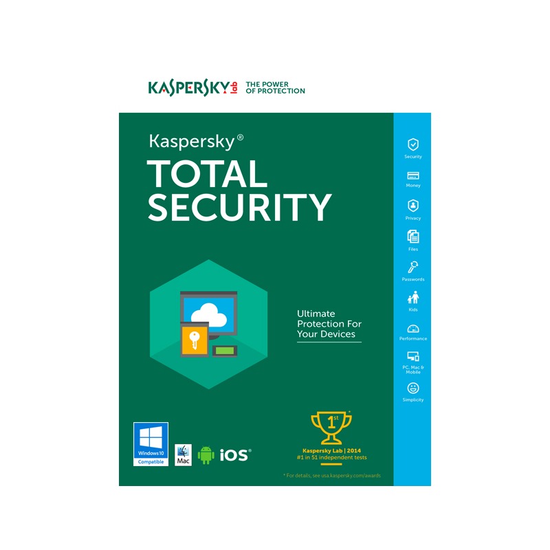 Antivirus Kaspersky Total Security Multi Device 2016, 3 Devices, 2 ani, Electronic, Renew - PC ...